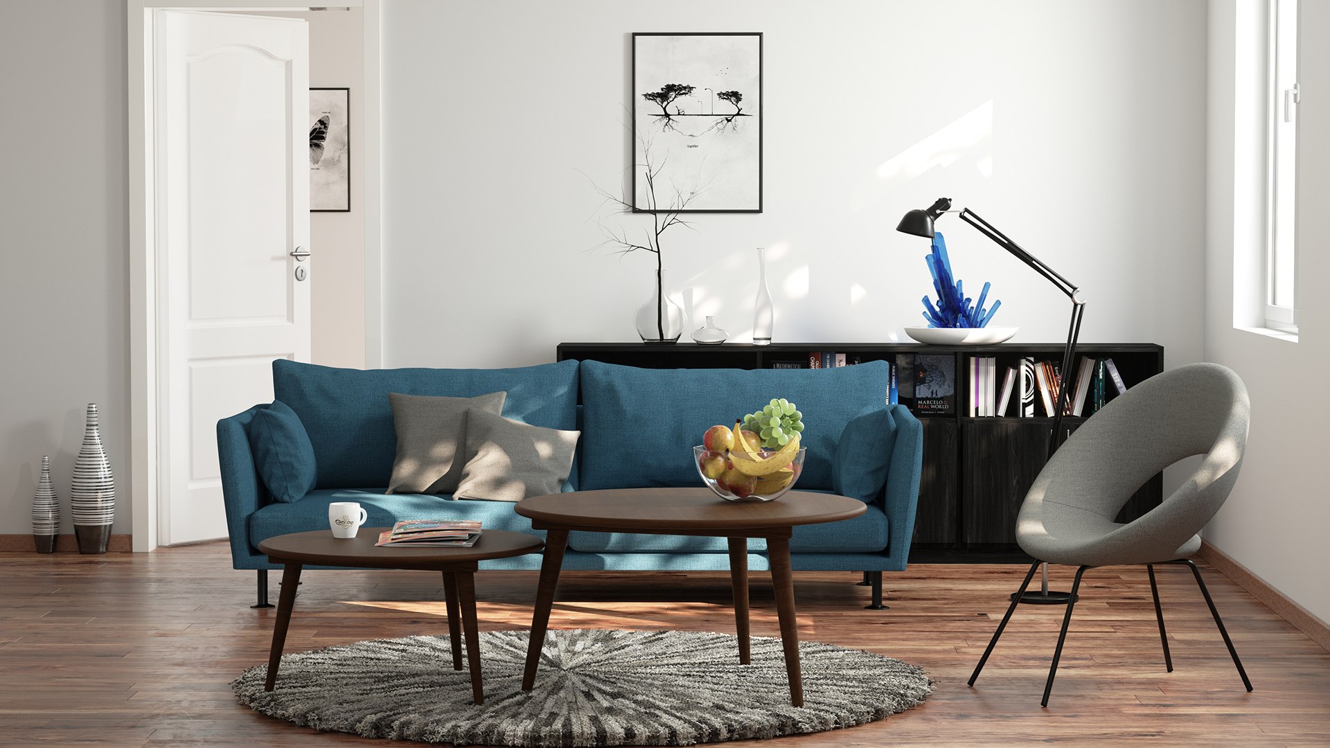 3d render scene living room