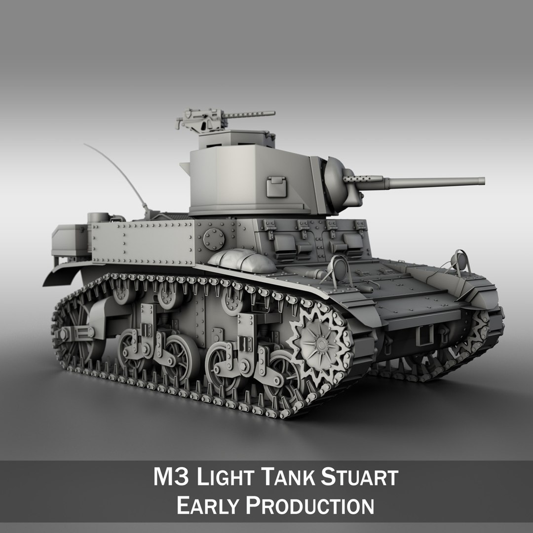 - m3 stuart light tank 3d model