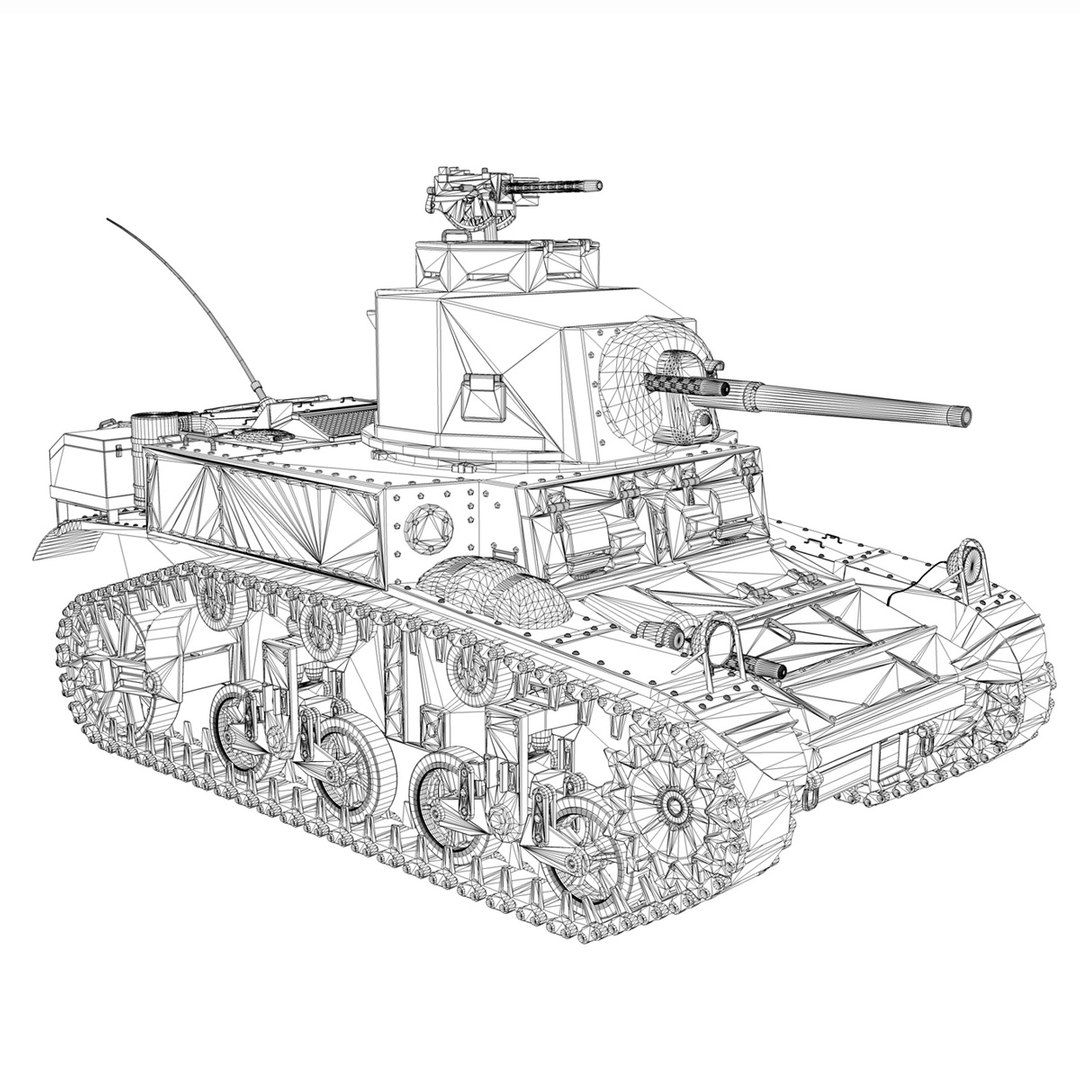 - M3 Stuart Light Tank 3d Model
