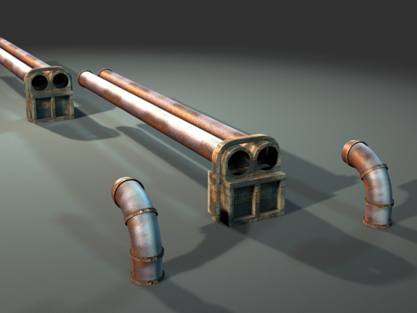 3d Model Rusted Drainage Pipes