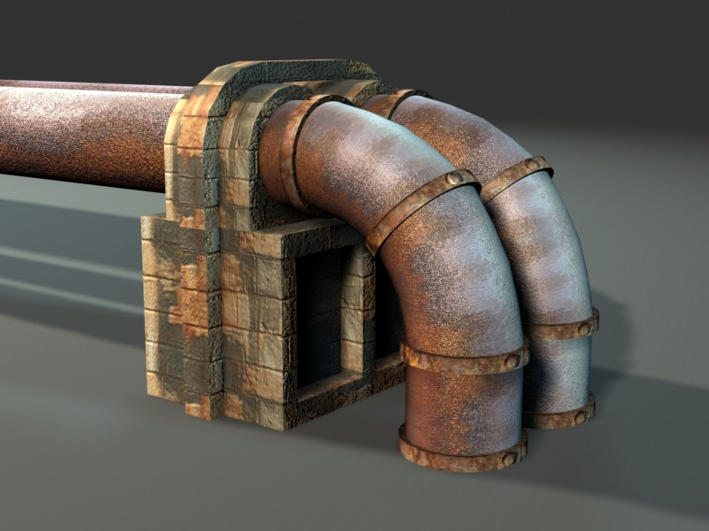 3d Model Rusted Drainage Pipes