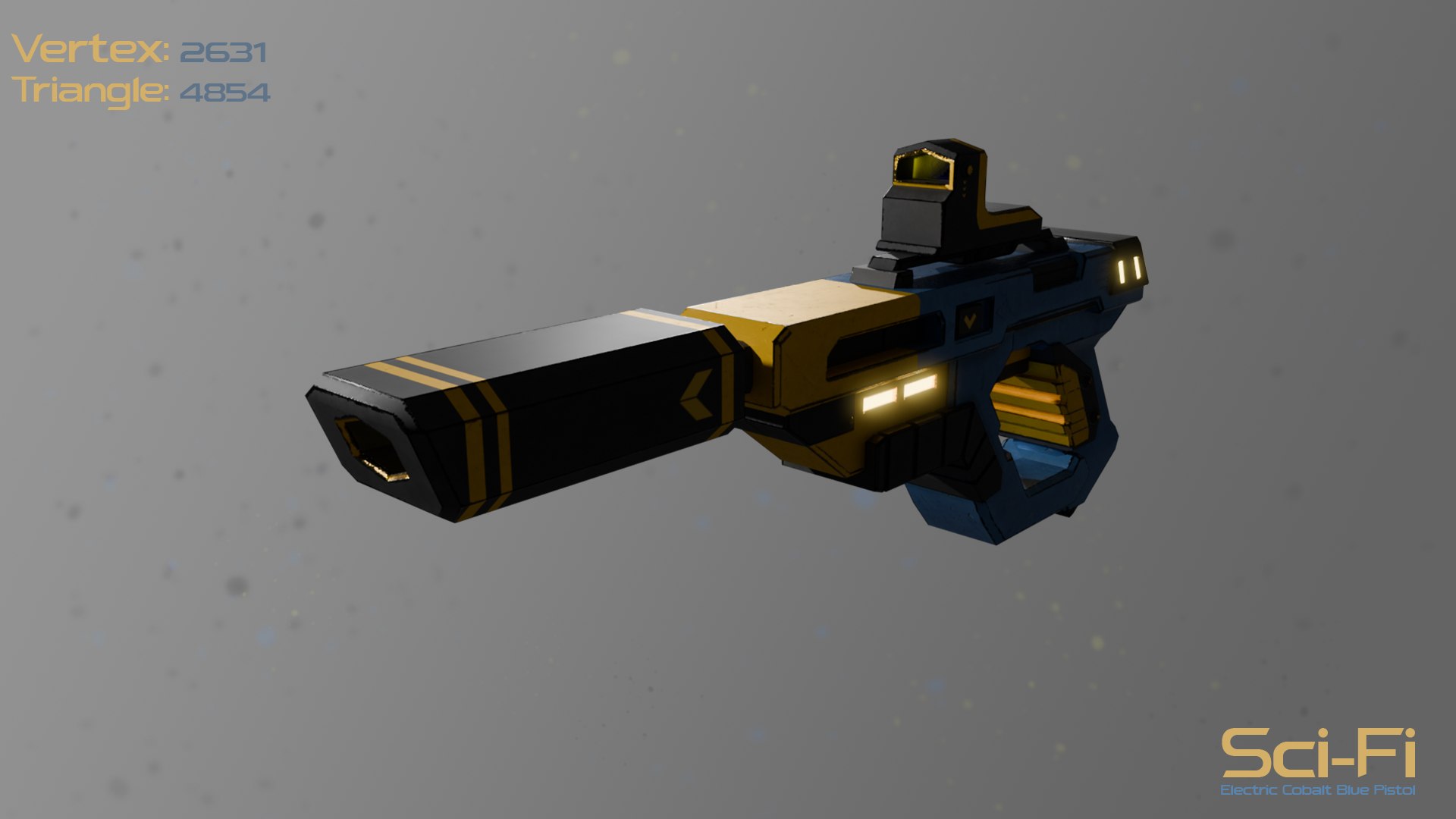Sci-Fi Electric Cobalt Blue Pistol - Lowpoly Futuristic Gun 3D ...