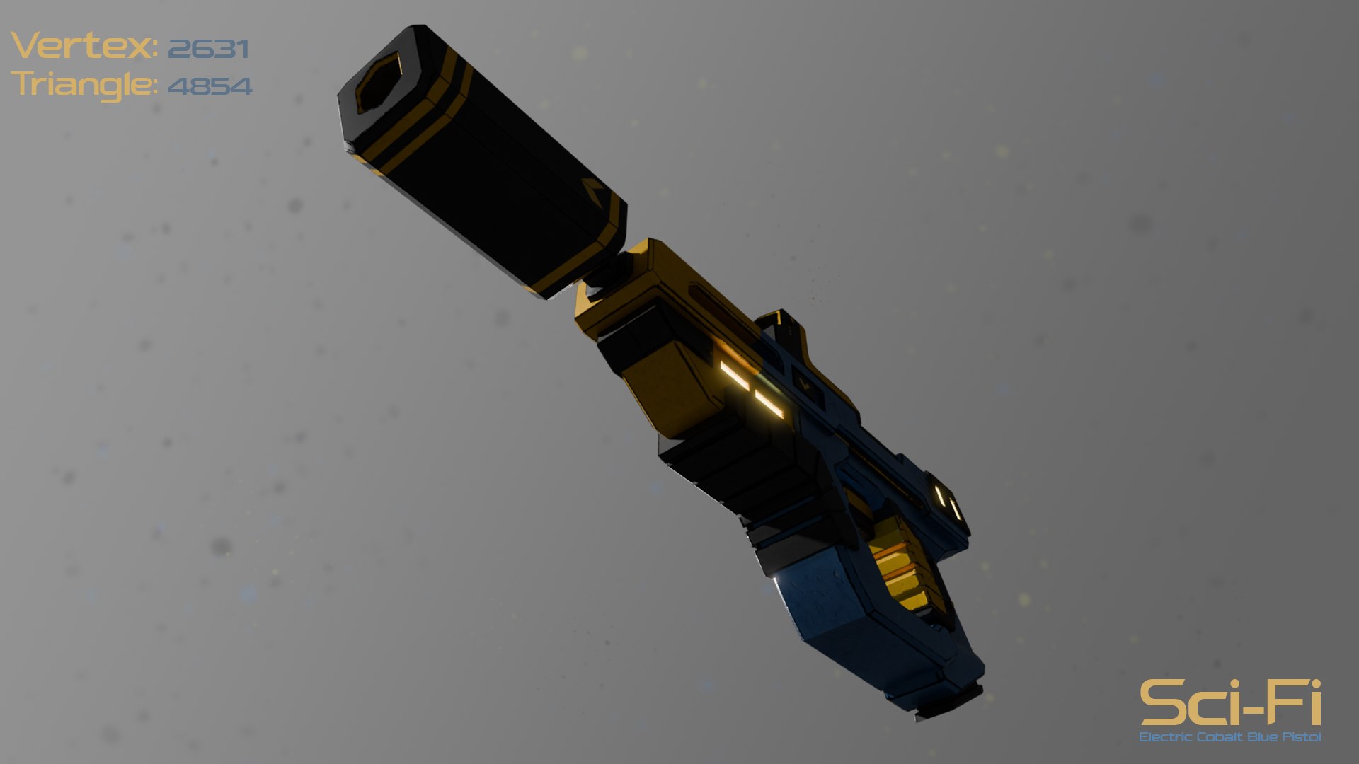 Sci-Fi Electric Cobalt Blue Pistol - Lowpoly Futuristic Gun 3D ...