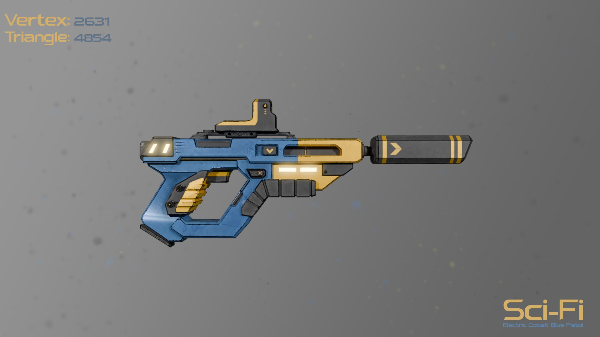 Sci-Fi Electric Cobalt Blue Pistol - Lowpoly Futuristic Gun 3D ...
