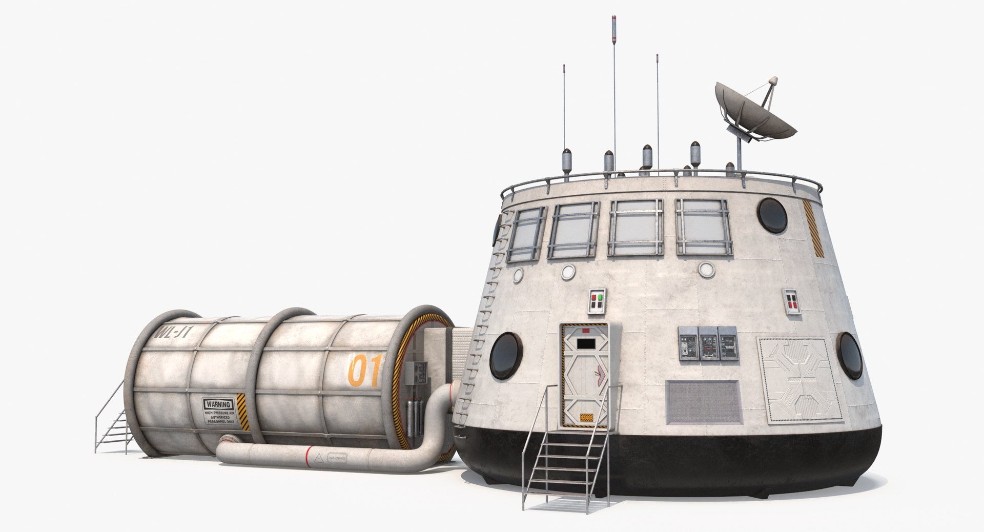 3D Space Colonization Habitation Pod 08 Clean and Dirty - TurboSquid ...