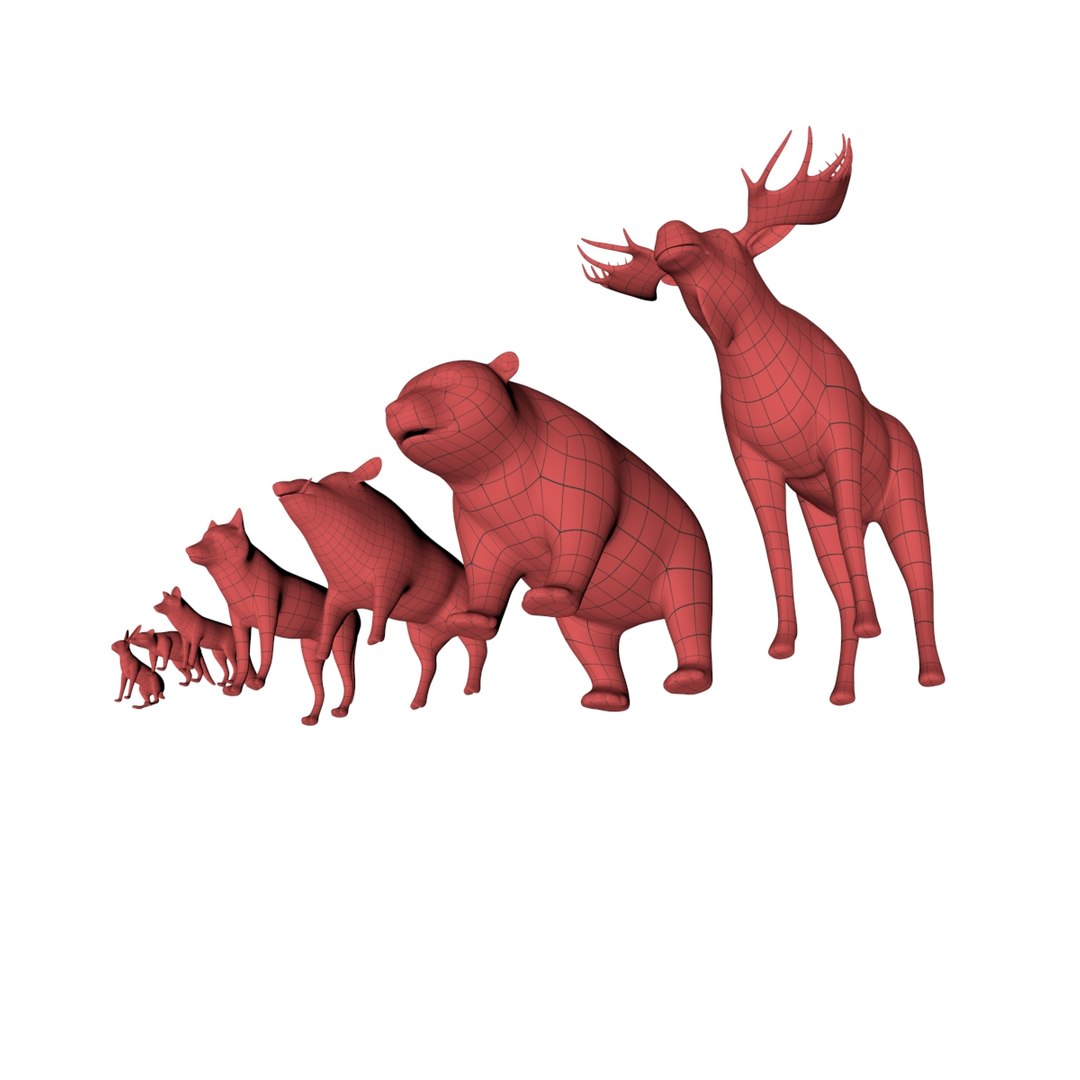 3d Forest Animals Base Mesh Model