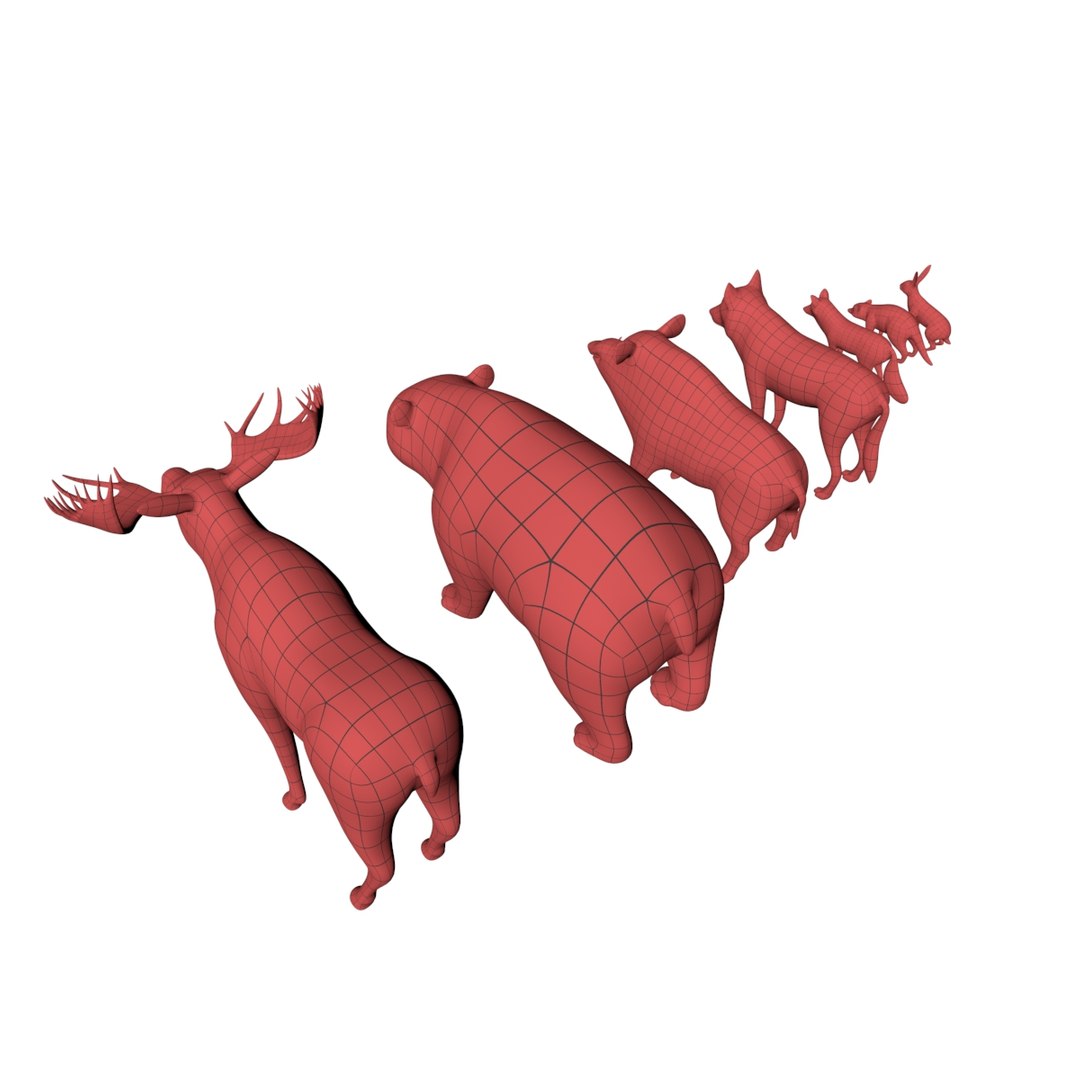 3d Forest Animals Base Mesh Model