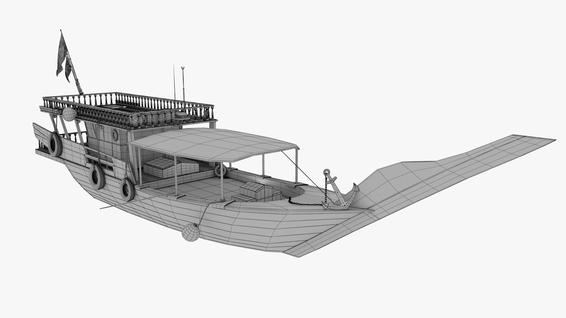 Dhow Boat 3D Model - TurboSquid 2204033