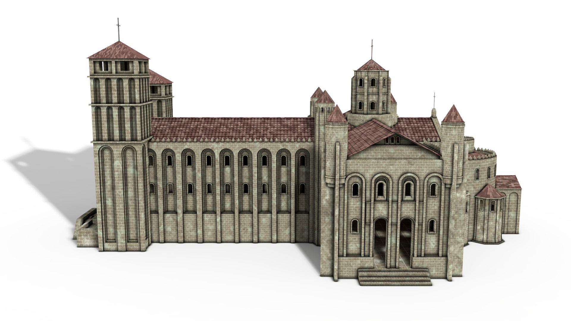 3D Romanesque Cathedral Hermitage Houses Model - TurboSquid 1289997