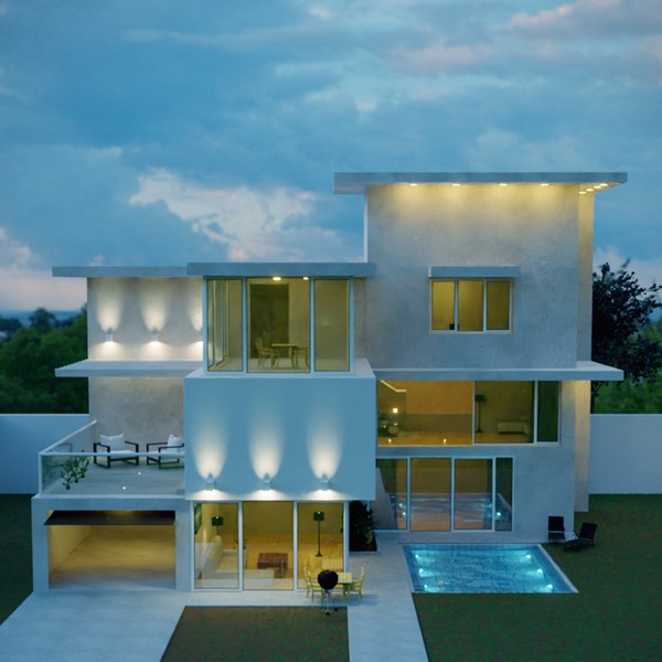 3D 3D Photo-Realistic Modern House or 3D Modern Villa model ...