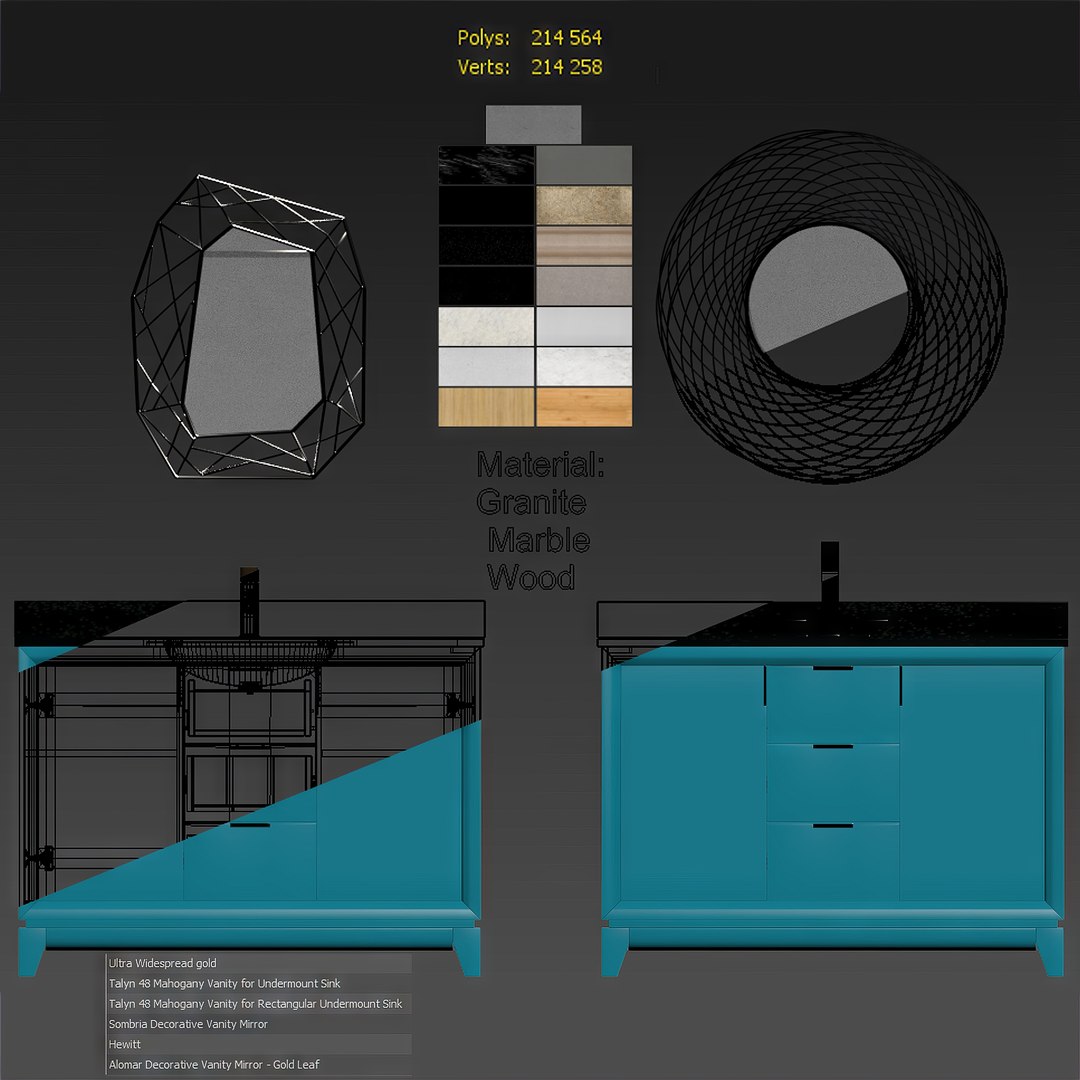 3D Talyn 48 Teal Vanity Cabinet - TurboSquid 2187619
