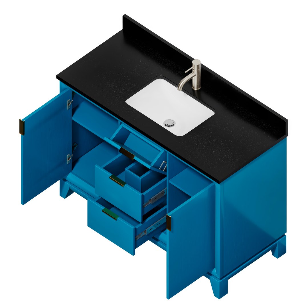 3D Talyn 48 Teal Vanity Cabinet - TurboSquid 2187619