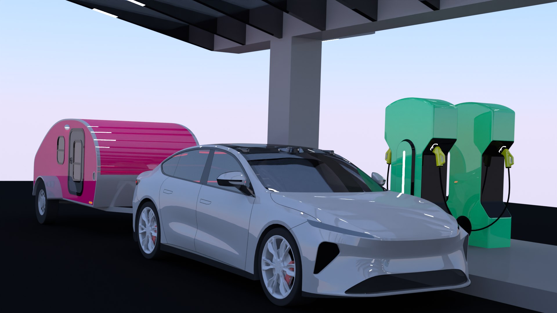 3D Charging Station With Cars II - TurboSquid 2183148