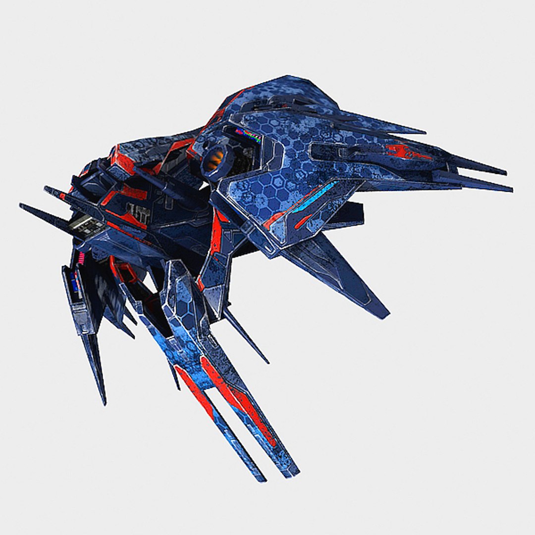 3d Alien Fighter Polys Model