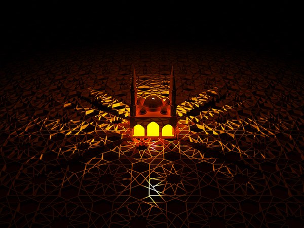 3d model mosque lighted islamic
