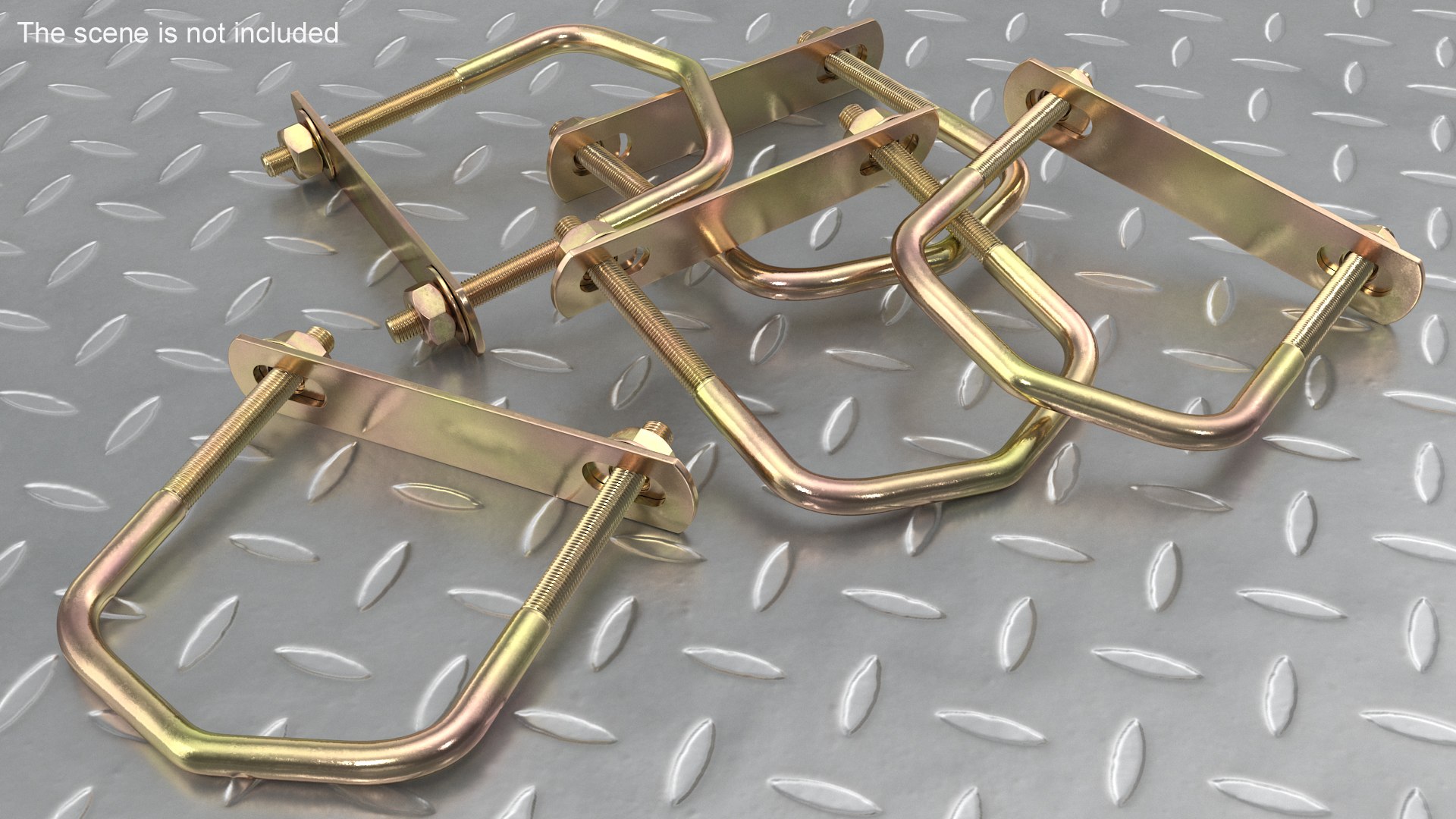 Triangular U-Bolts Bracket Brass 3D Model - TurboSquid 1959466