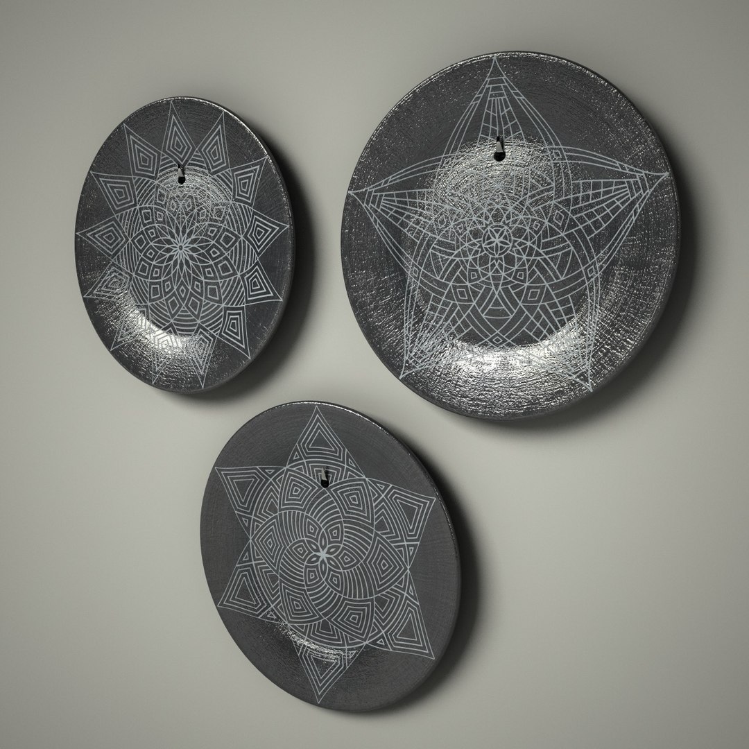 Geometric Design Wall Dishes C4d