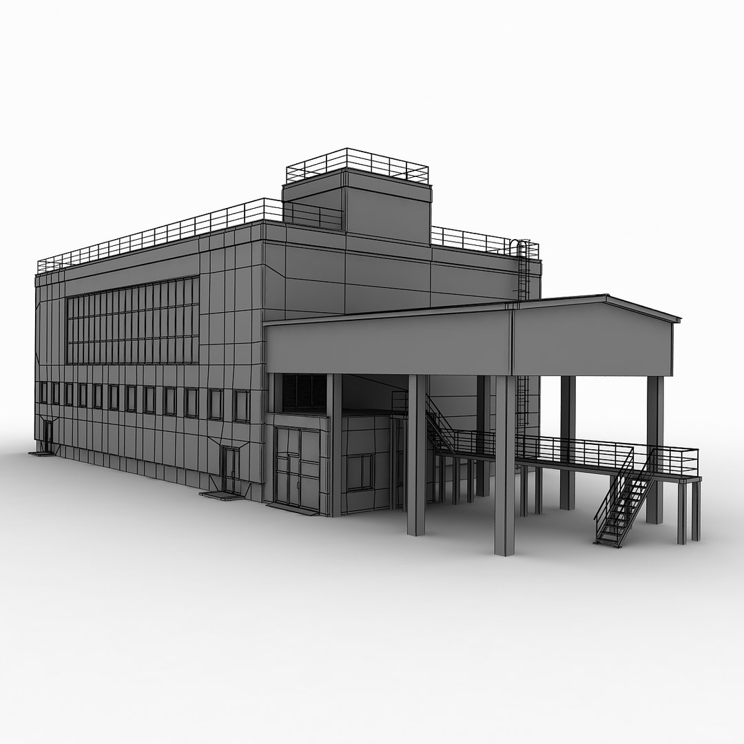 3d Model Medium Industrial Building 30