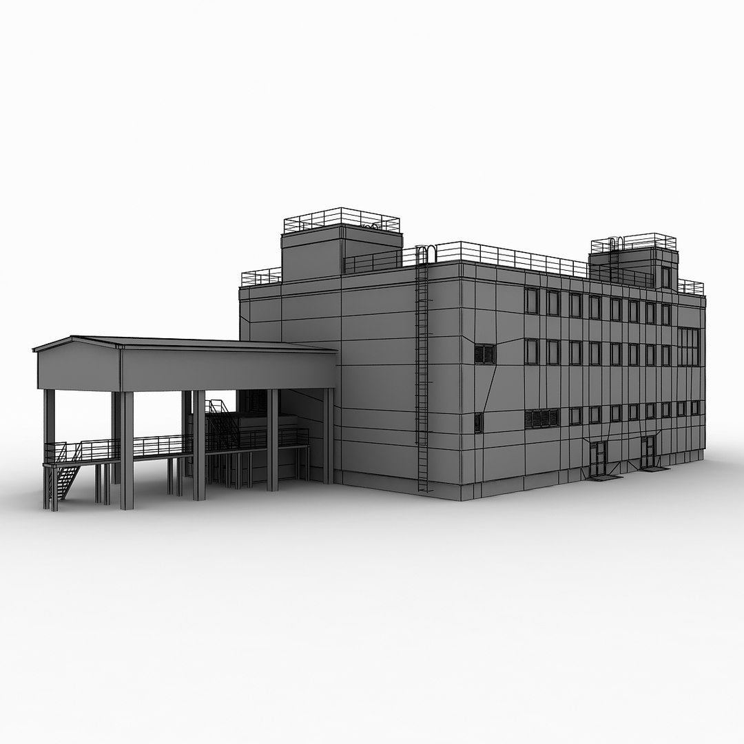 3d Model Medium Industrial Building 30