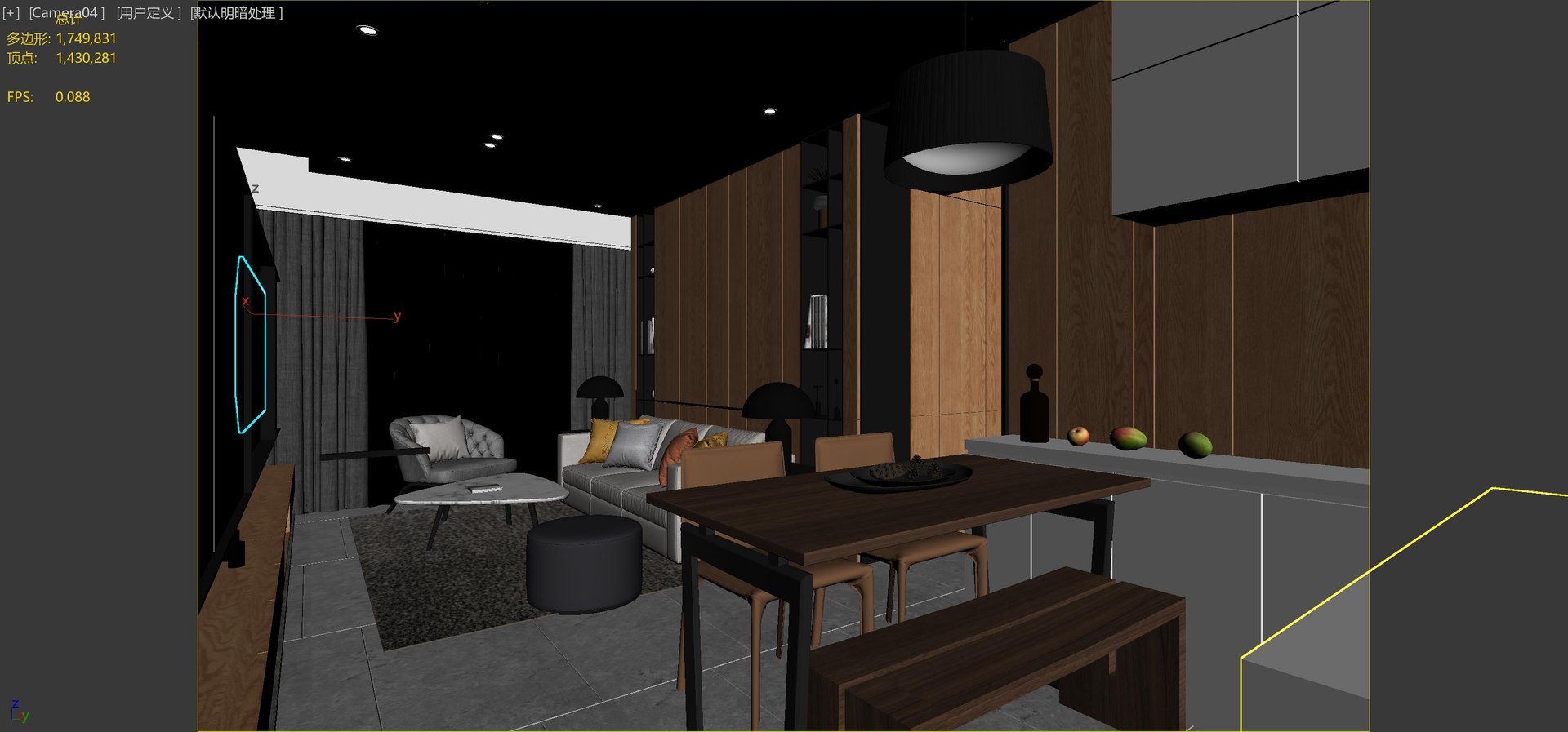 3D TM19-Contemporary Luxury Living Room with Dinning Room Scene by 3dmax model - TurboSquid 2091813