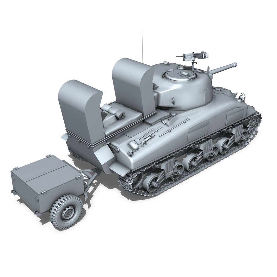 3d M4a1 Sherman Deep Wading Model