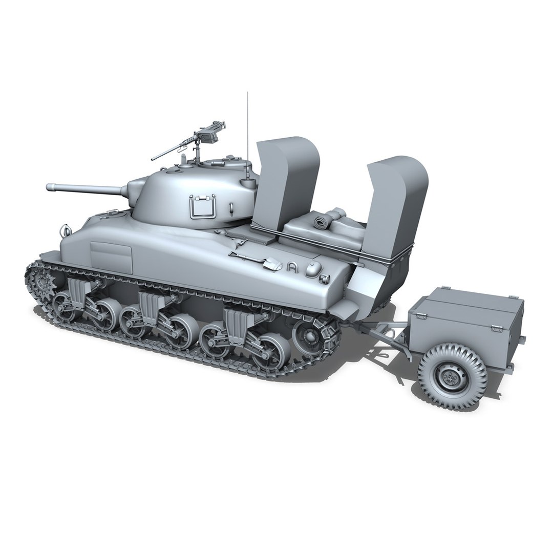 3d M4a1 Sherman Deep Wading Model