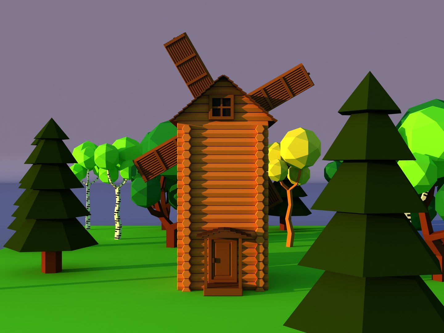 3D Model Cute Cartoon Wooden Village Windmill Low Poly - TurboSquid 1967370