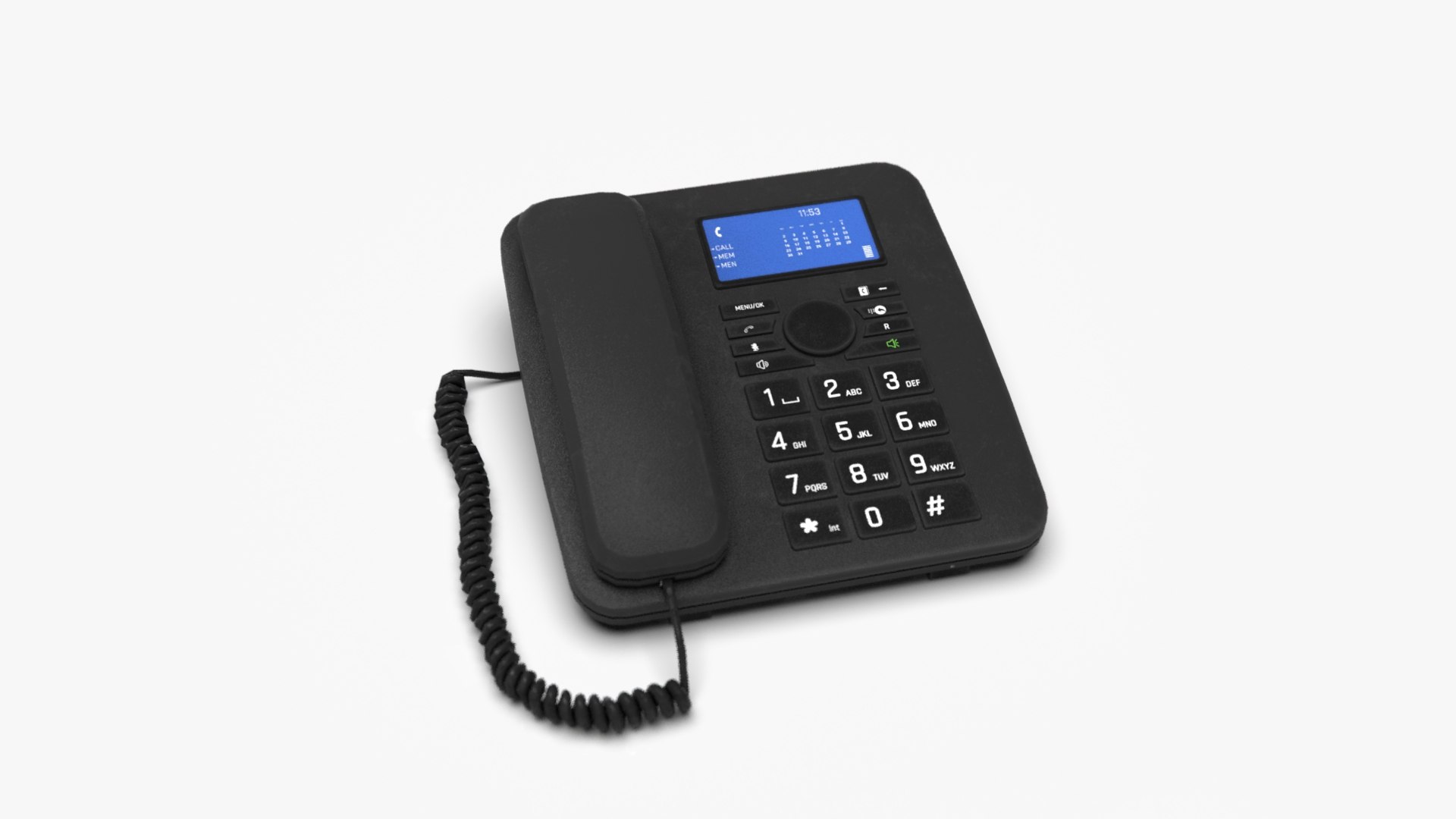 3D Landline Phone With Cable Model - TurboSquid 1832357