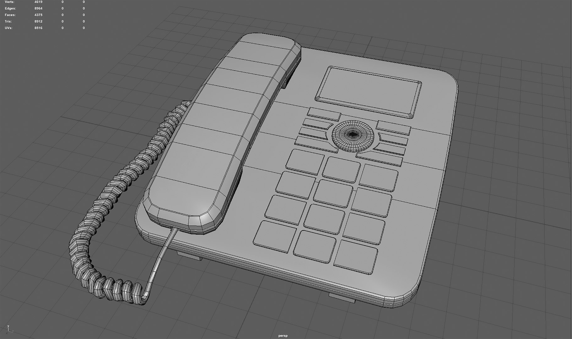 3D Landline Phone With Cable Model - TurboSquid 1832357