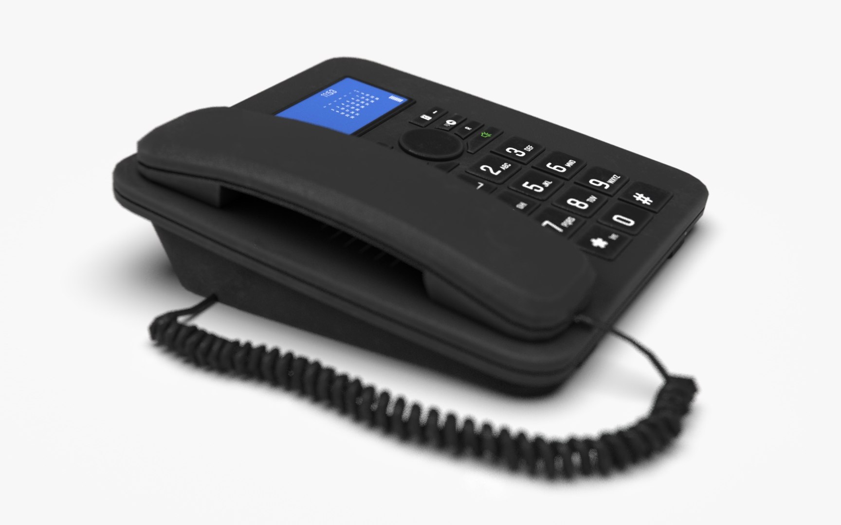 3D Landline Phone With Cable Model - TurboSquid 1832357