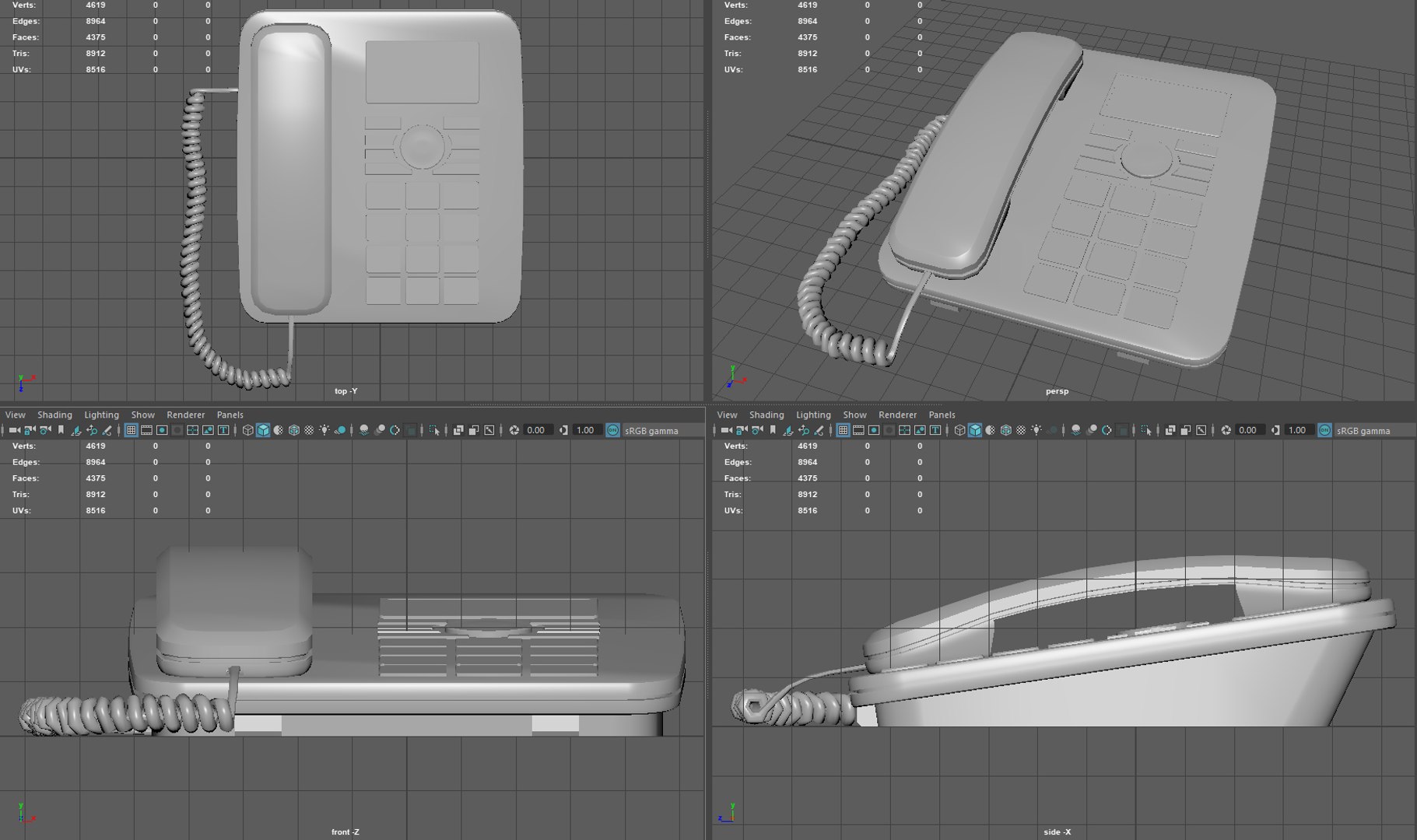 3D Landline Phone With Cable Model - TurboSquid 1832357