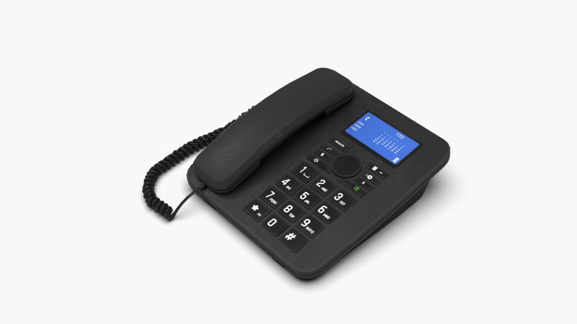 3D Landline Phone With Cable Model - TurboSquid 1832357