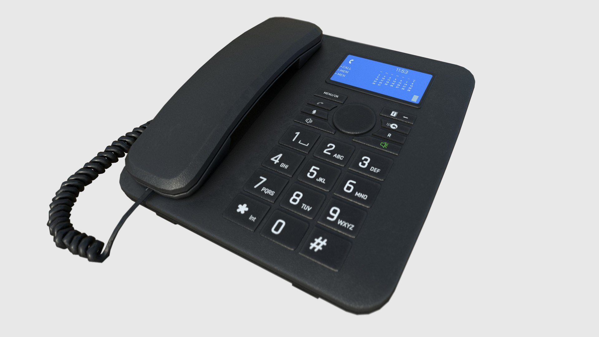 3D Landline Phone With Cable Model - TurboSquid 1832357