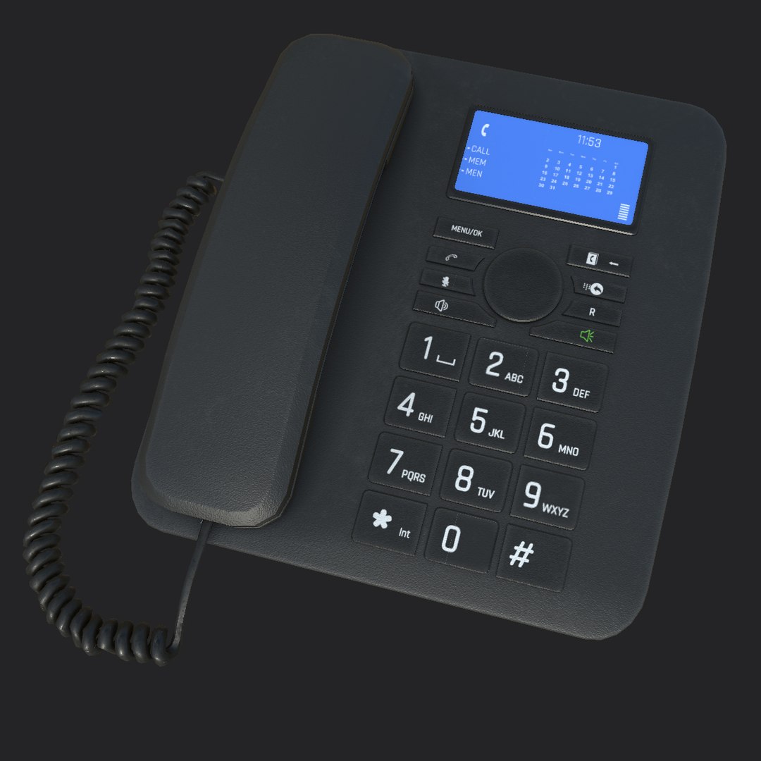 3D Landline Phone With Cable Model - TurboSquid 1832357