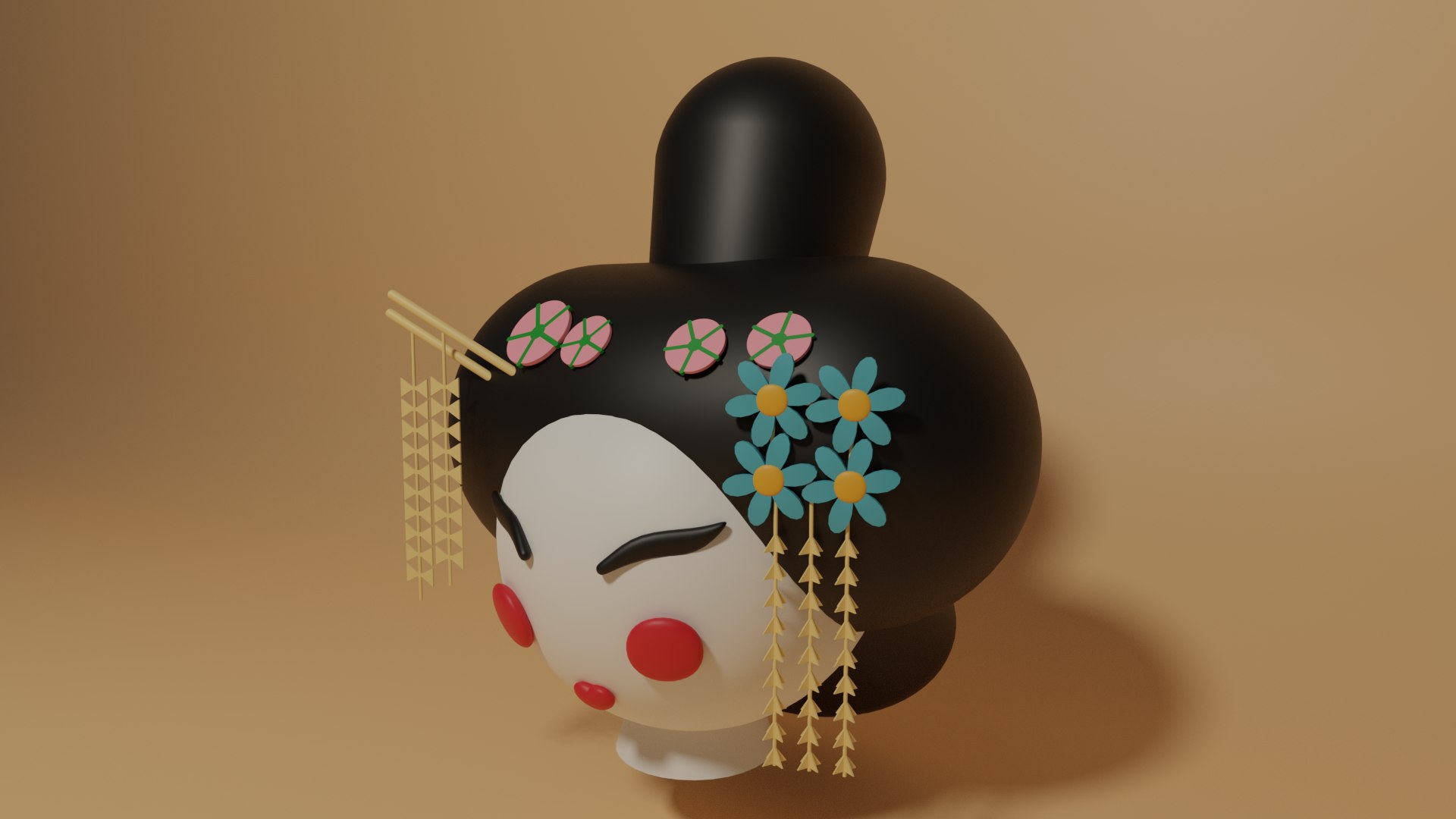 3D Cartoon Japanese Geisha Model - TurboSquid 1849519