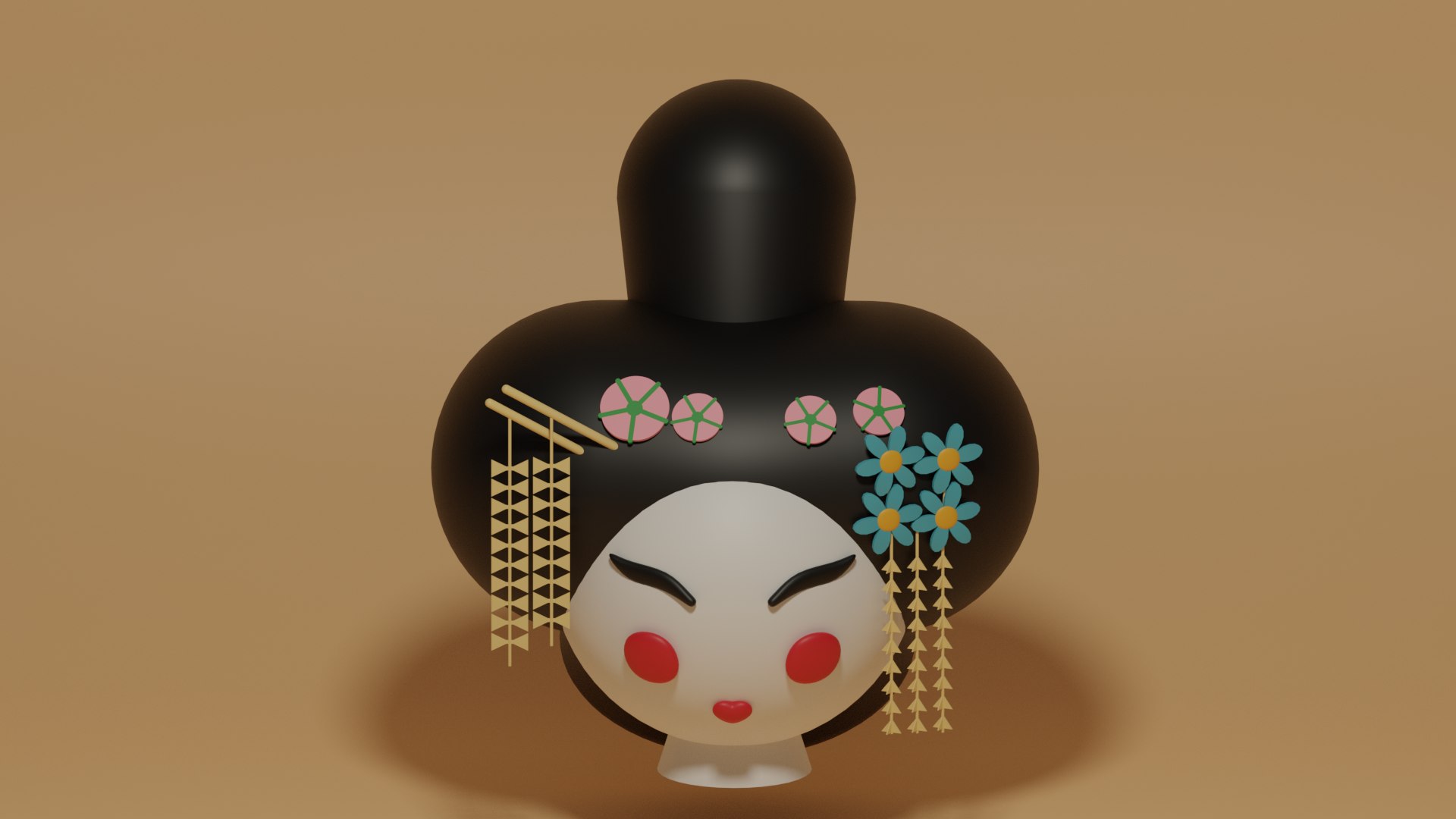 3D Cartoon Japanese Geisha Model - TurboSquid 1849519