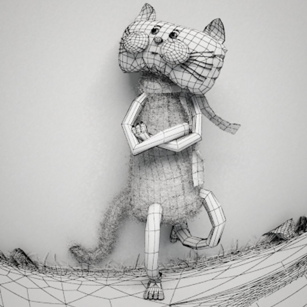 3d Model Plush Cat Scene