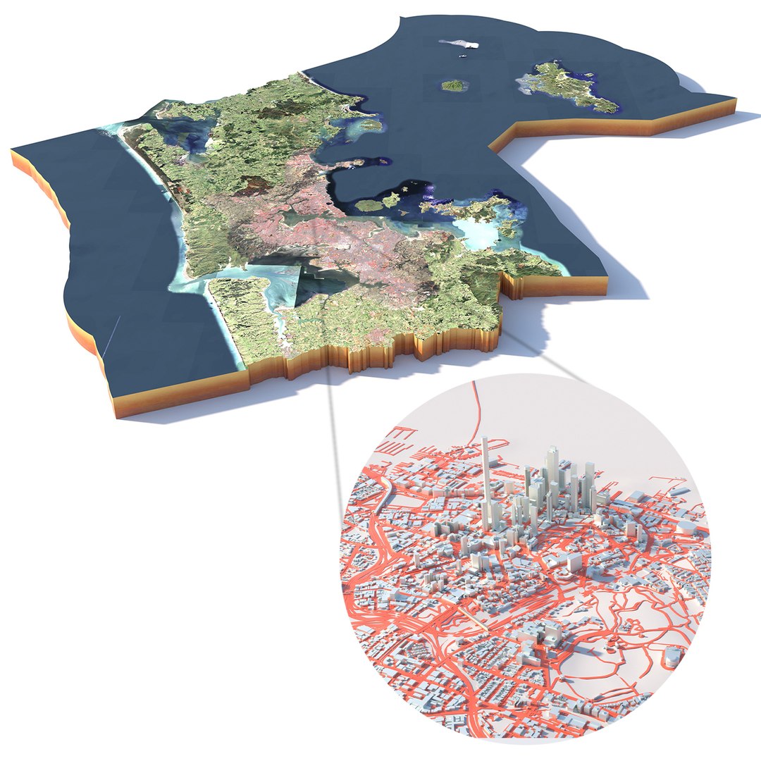 3D Auckland Terrain City - TurboSquid 2420333