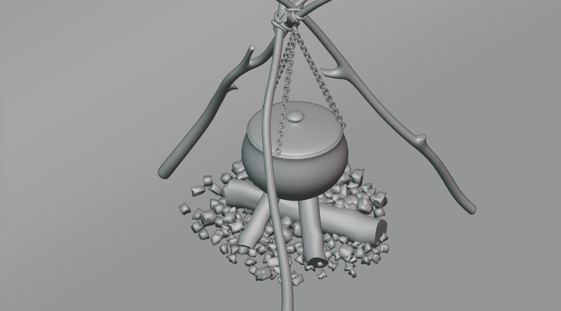 3D Model Pot On The Fire - TurboSquid 1807777