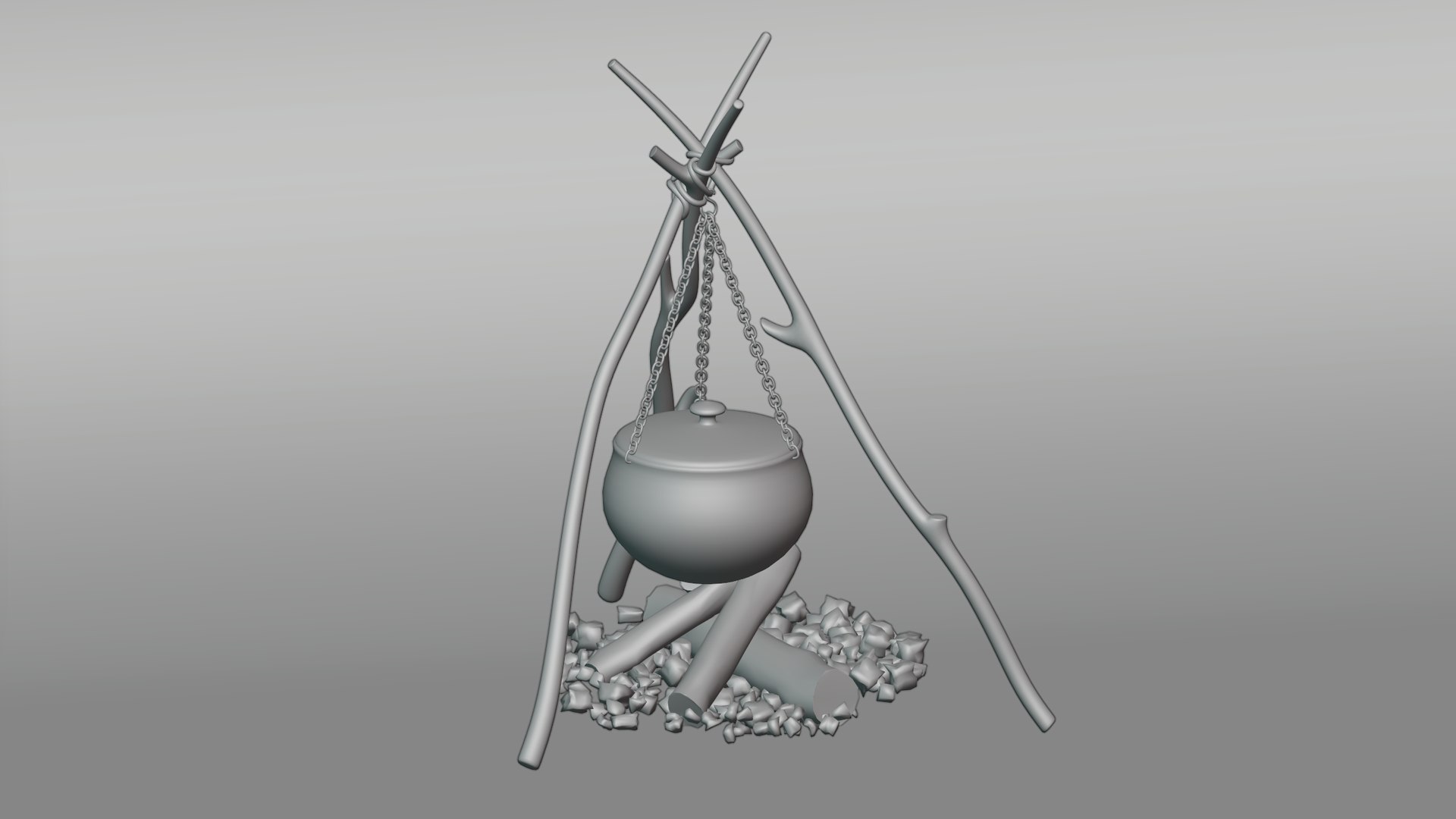 3D Model Pot On The Fire - TurboSquid 1807777