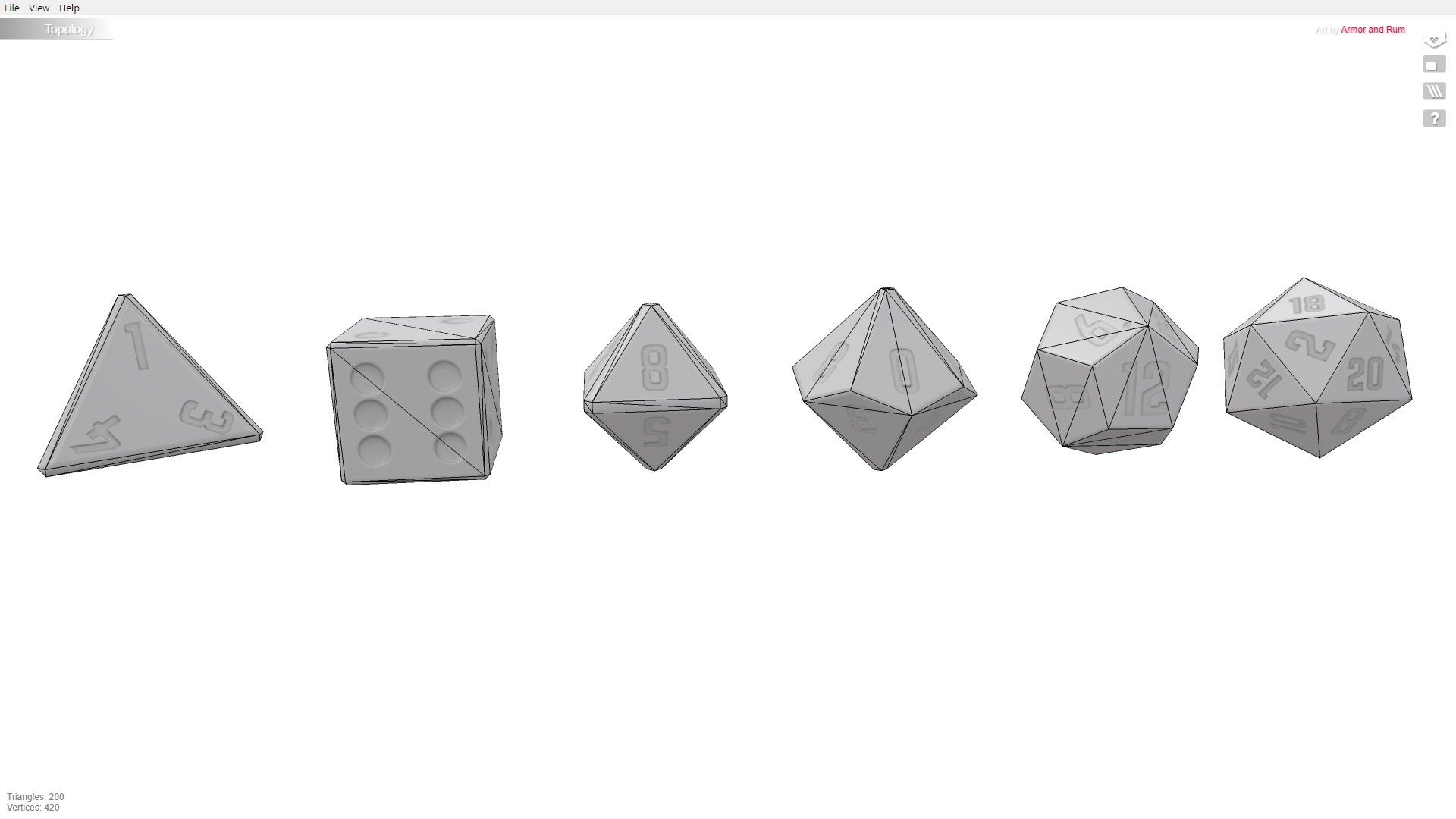 Collection Dice set for role-playing games - game ready PBR model ...