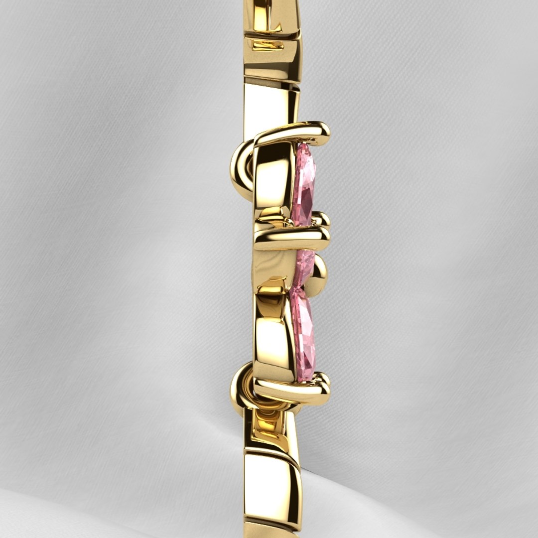 Akura Flower Marquises Gold Bracelet Links 3D Model - TurboSquid 1812432