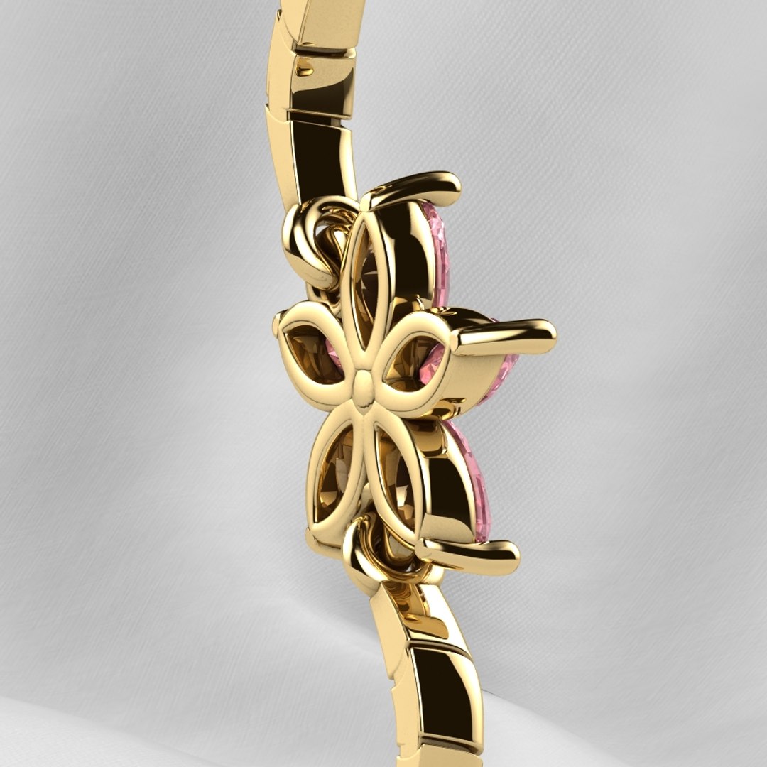 Akura Flower Marquises Gold Bracelet Links 3D Model - TurboSquid 1812432