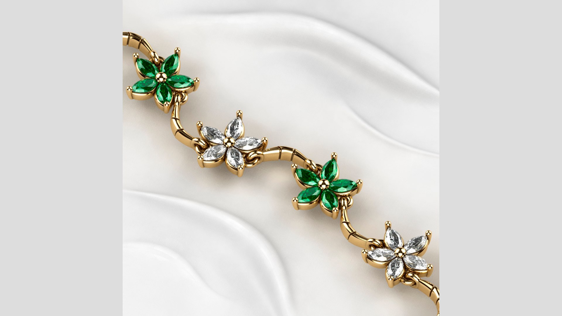 Akura Flower Marquises Gold Bracelet Links 3D Model - TurboSquid 1812432