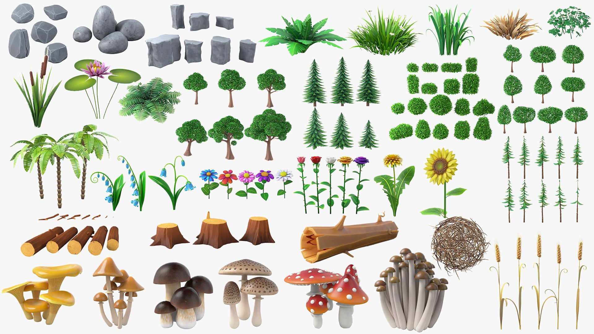 3D model Cartoon Foliage Collection - TurboSquid 2062360