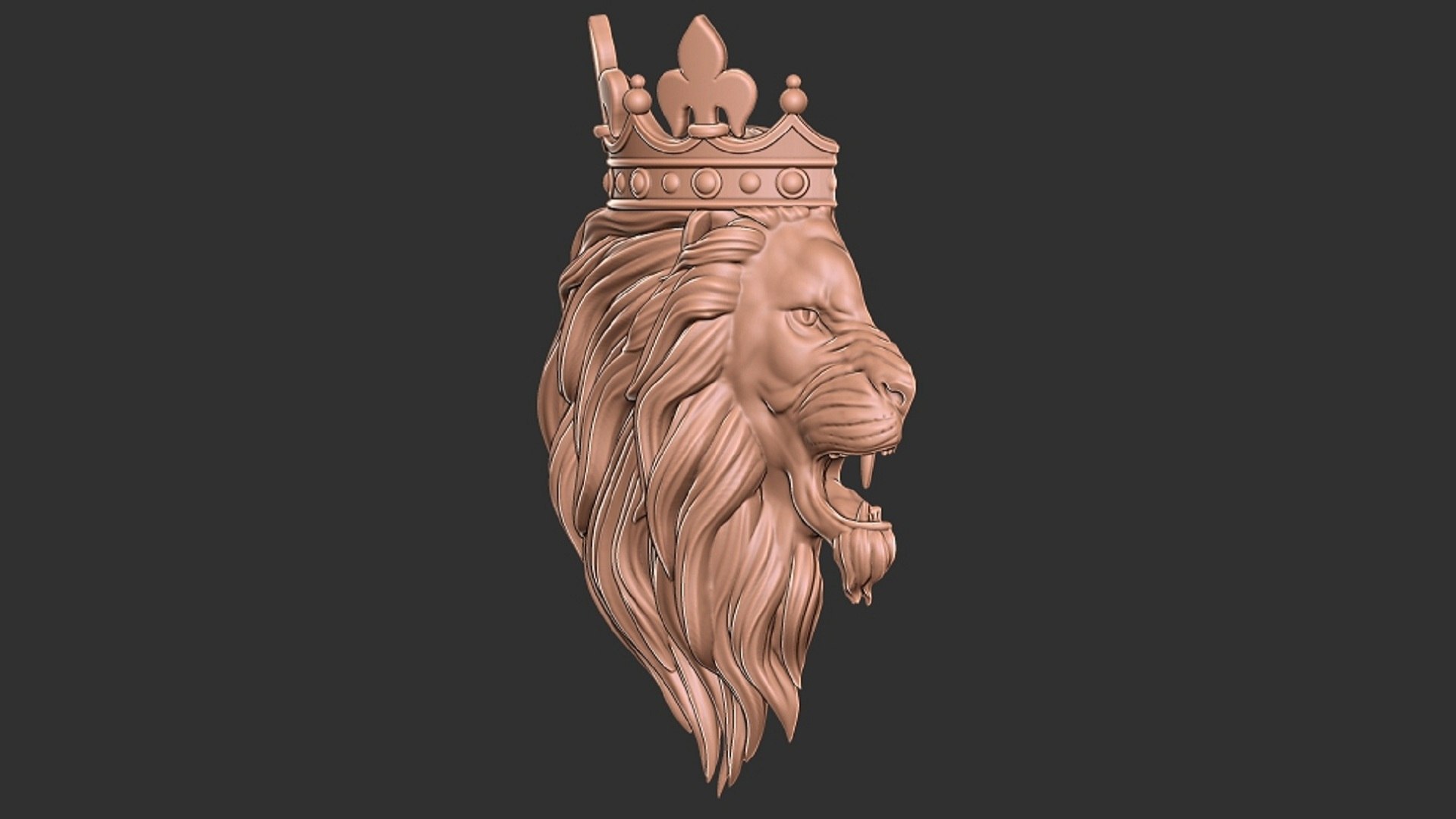 3D Model Angry Lion Crown Pendant - TurboSquid 1964003
