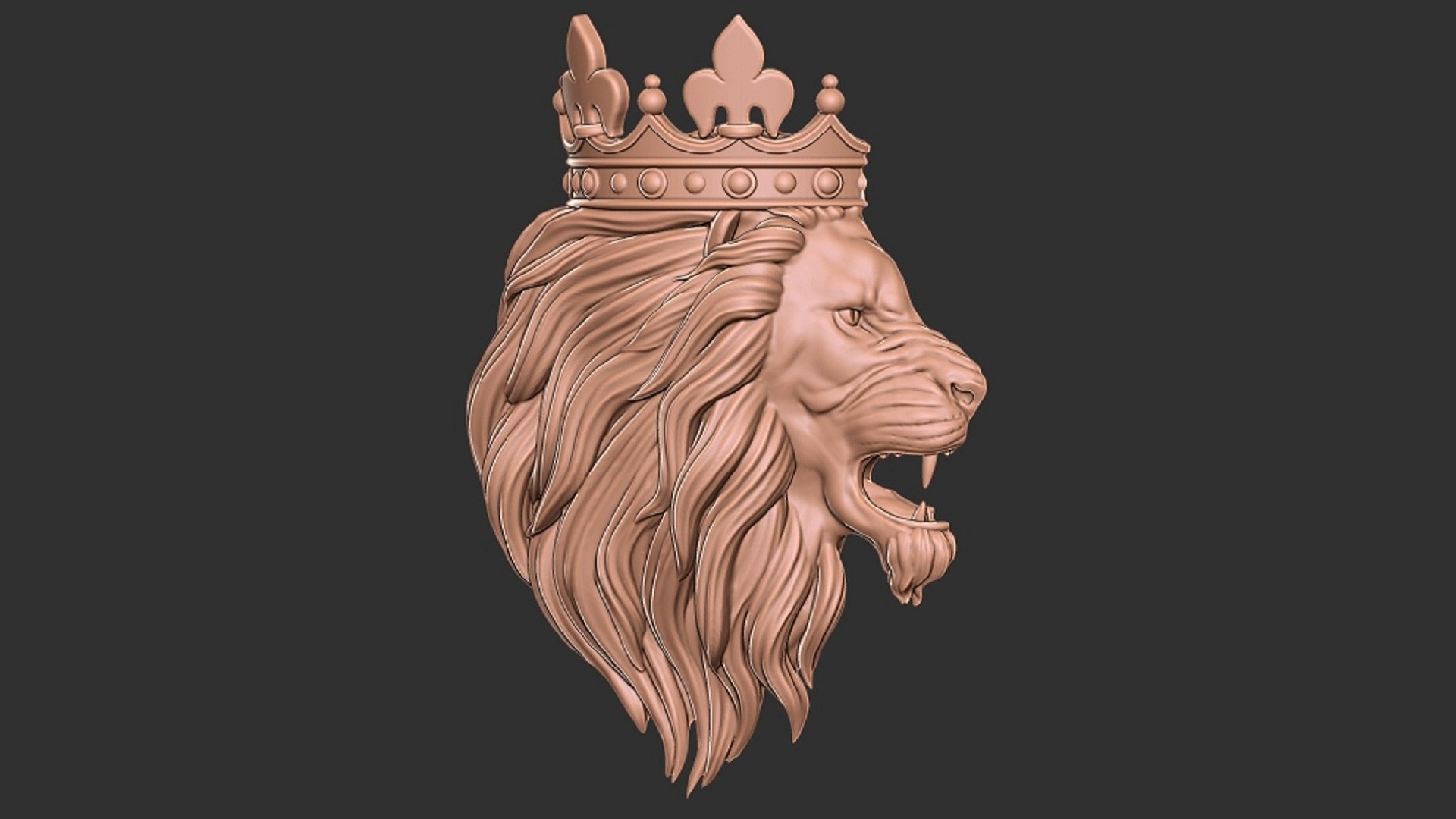 3D Model Angry Lion Crown Pendant - TurboSquid 1964003