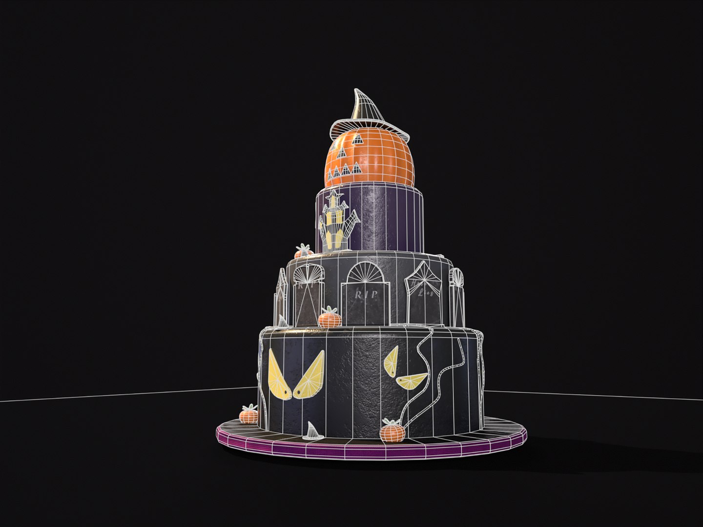 Three Level Halloween Cake Model - TurboSquid 2118161