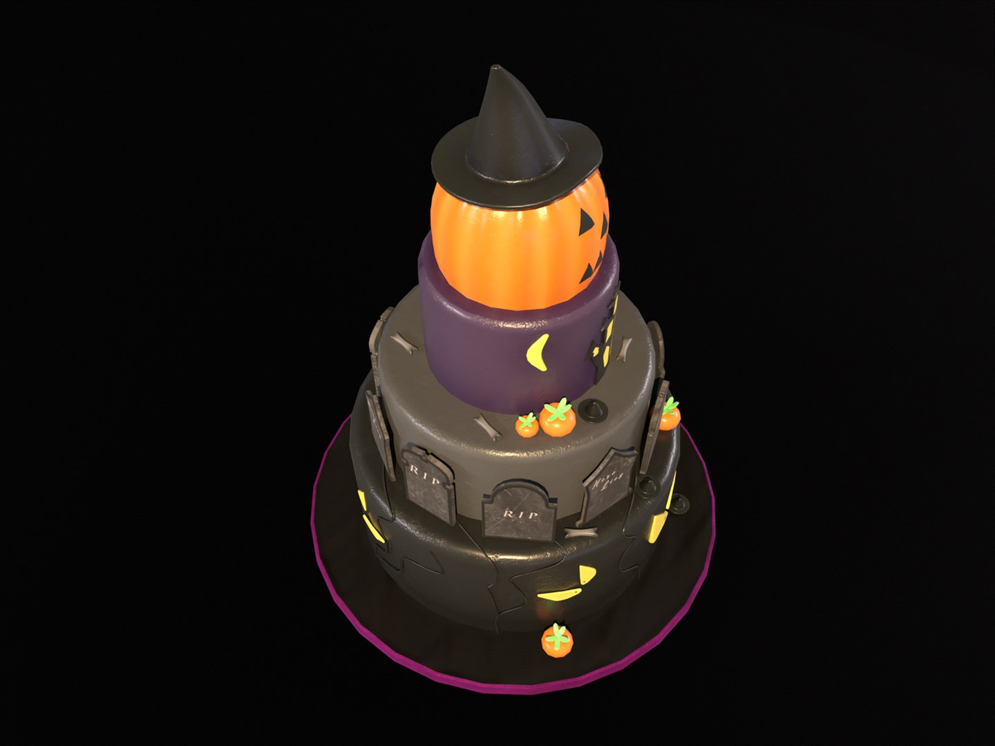 Three Level Halloween Cake Model - TurboSquid 2118161