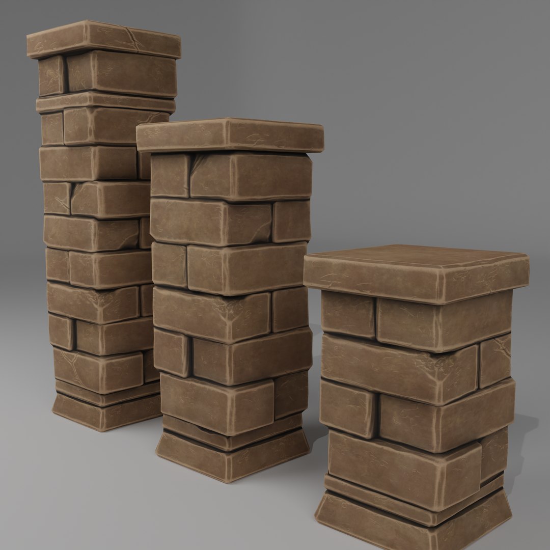 3D column brick set - TurboSquid 2161463